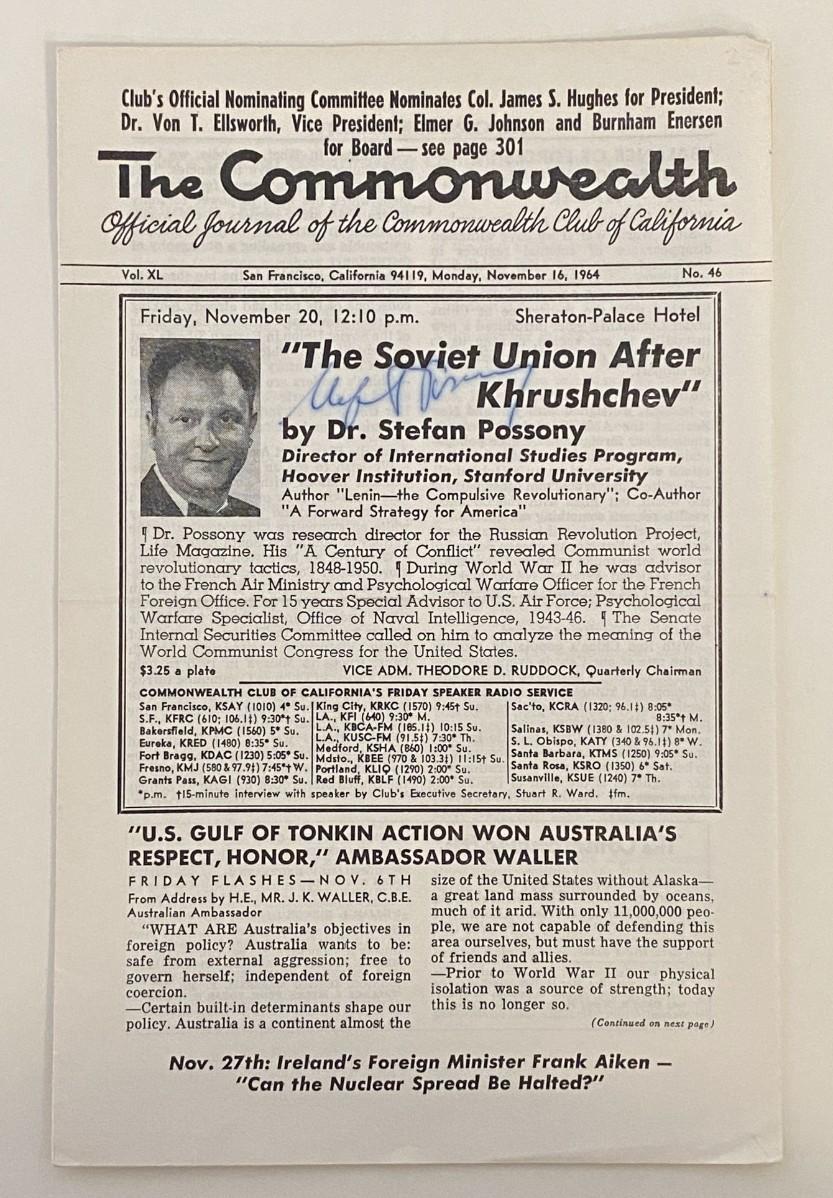 Dr.Stefan Possony signed Commonwealth Journal newspaper | EstateSales.org