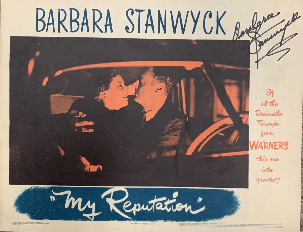My Reputation Barbara Stanwyck signed Lobby Card | EstateSales.org