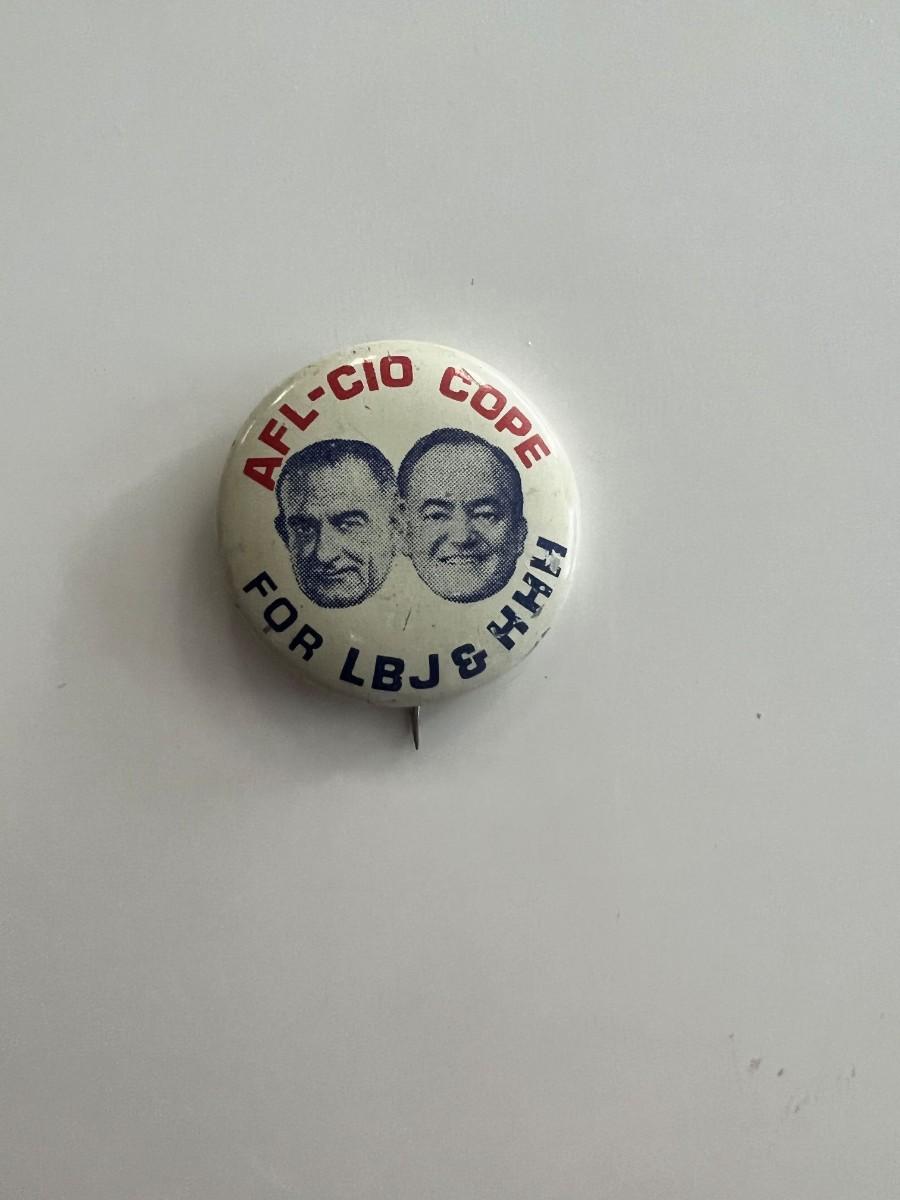 1964 AFL-CIO for LBJ & HHH political pin | EstateSales.org