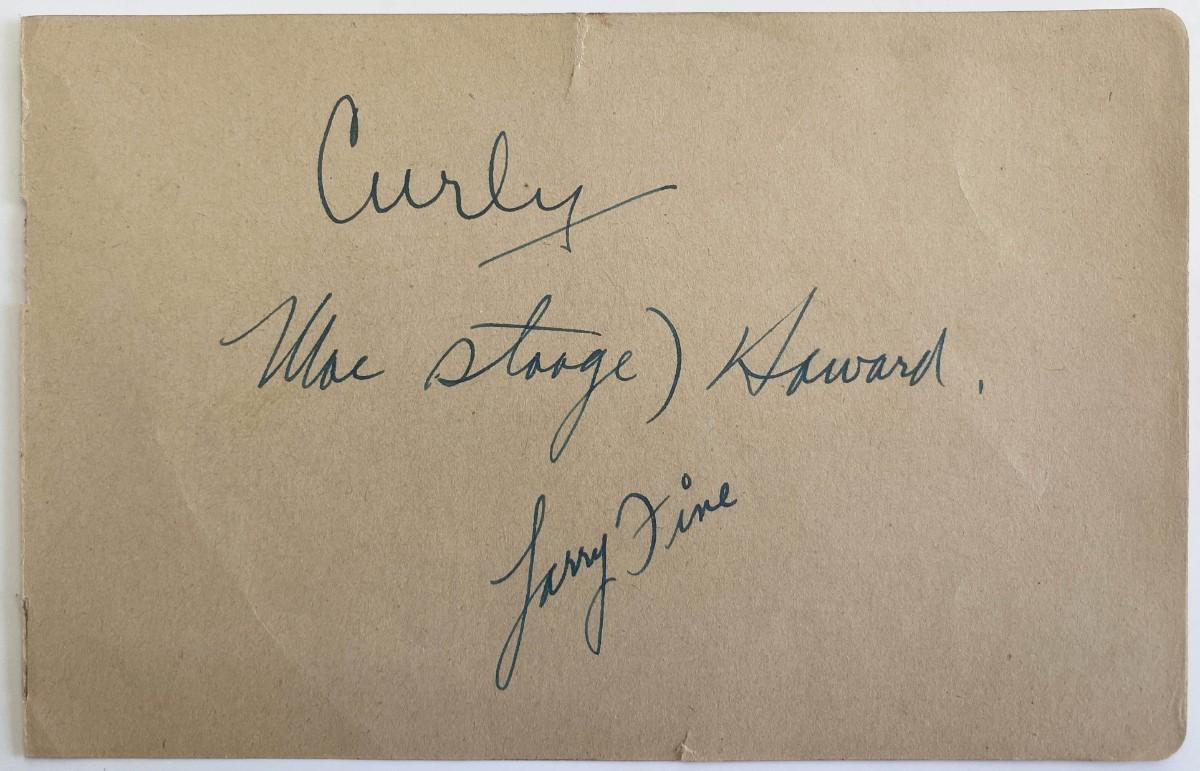 Three Stooges Curly Howard original signature cut | EstateSales.org