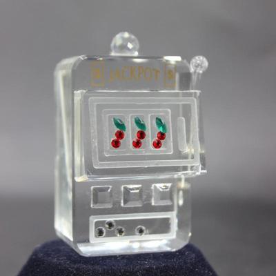 Retro Crystal Art Glass Jackpot Cherry Slot Machine Miniature Figurine ...