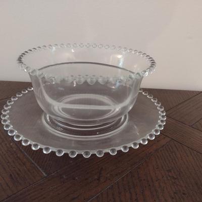 Vintage Imperial Glass Candlewick Pattern Beaded Edge Bowl and Platter ...