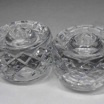 Set of Four Heavy Diamond Cut Crystal Waterford Candlestick Holders ...