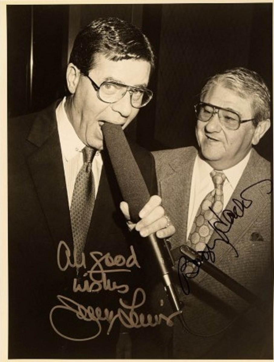 Jerry Lewis & Buddy Hackett signed promo photo | EstateSales.org