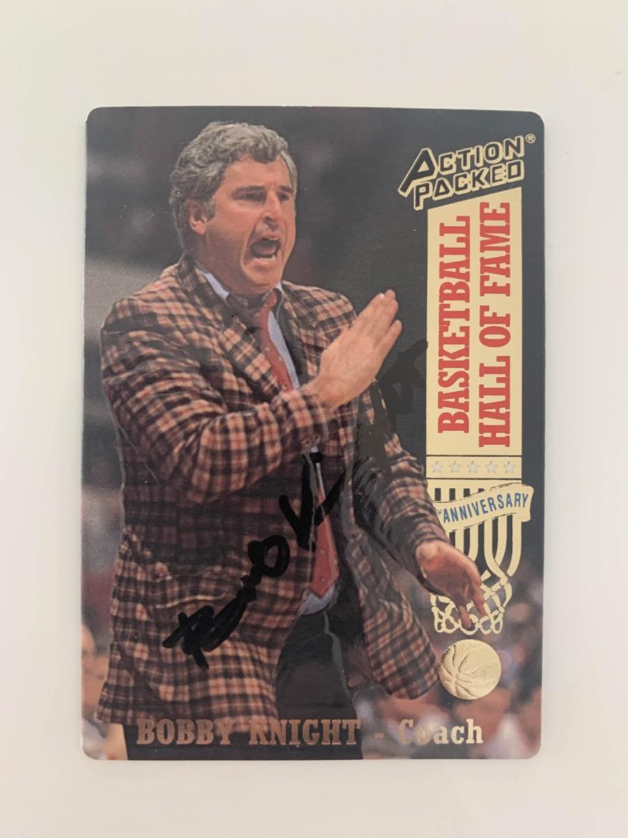 Bobby Knight signed basketball card | EstateSales.org