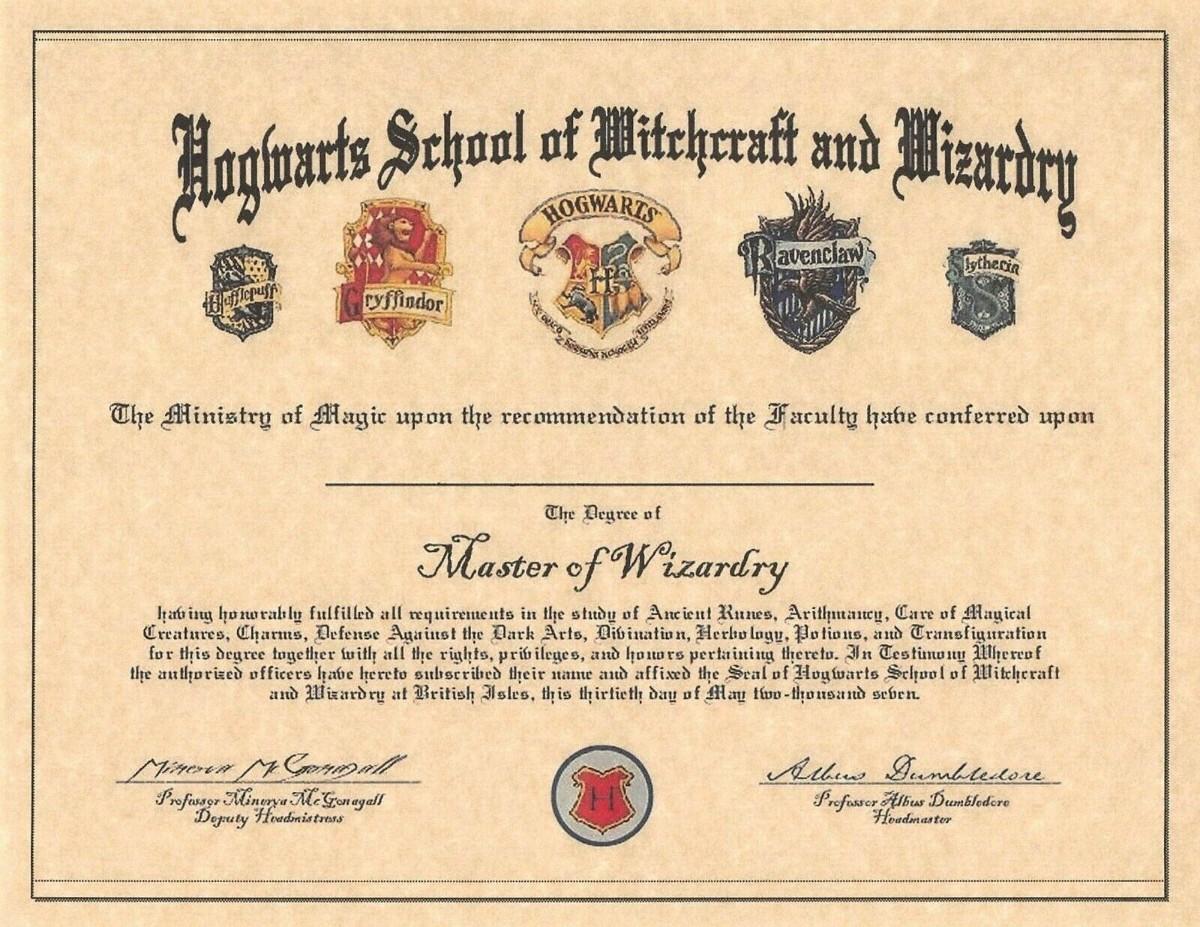 Harry Potter Hogwarts Graduation Certificate Prop print | EstateSales.org