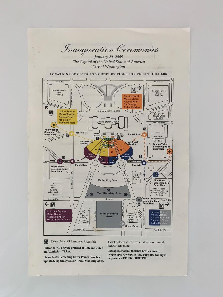 Barack Obama 2009 Presidential Inauguration Ceremony ticket holder map ...