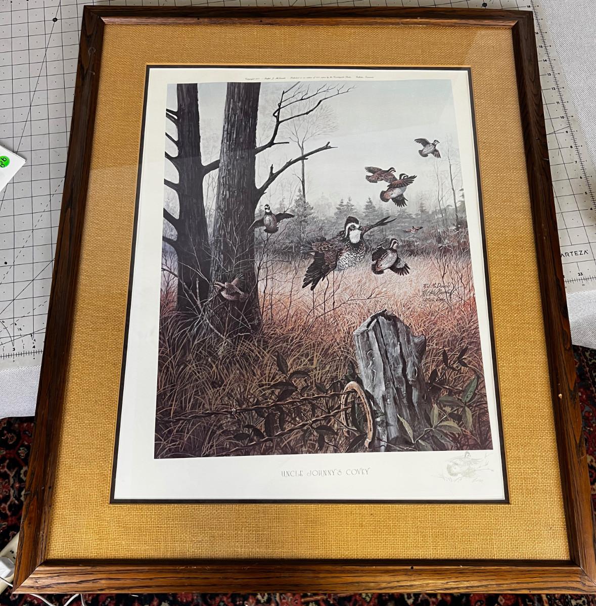 Uncle Johnnys Covey Quail Signed Artist Copy Of A Print Framed