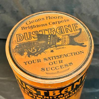 Vintage Dustbane Sweeping Compound Tin Canister | EstateSales.org