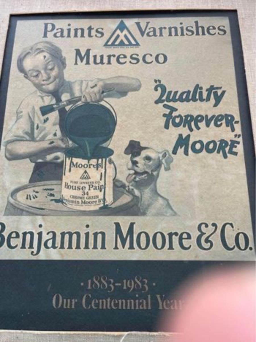 Vintage Benjamin Moore Advertising Sign Framed | EstateSales.org