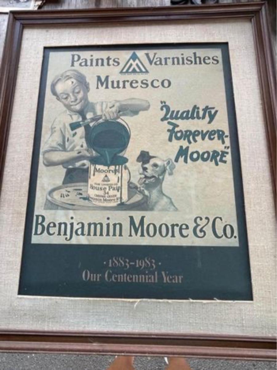 Vintage Benjamin Moore Advertising Sign Framed | EstateSales.org