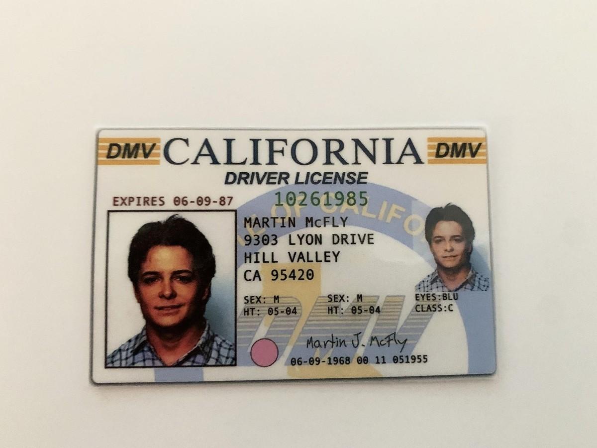 Back to the Future Marty Mcfly CA Driver License | EstateSales.org