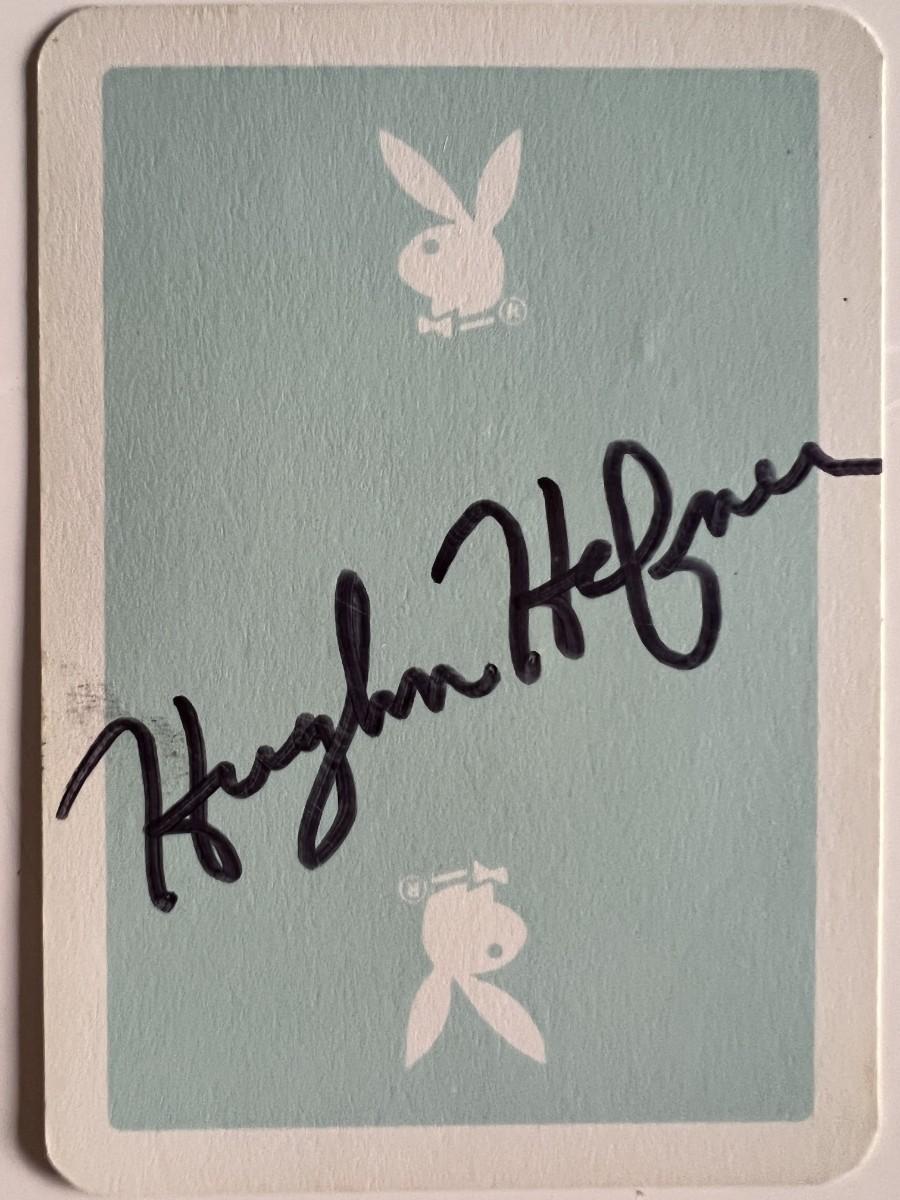 Hugh Hefner signed playing card. GFA authenticated. | EstateSales.org
