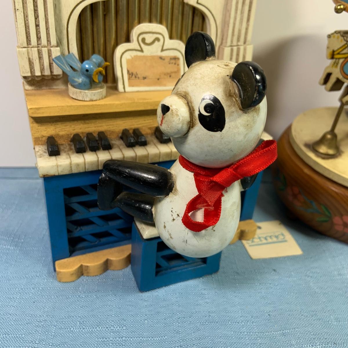 LOT:45G: Two Schmidt Music Boxes - Panda at the Organ - Play Cabaret and Carousel - No Working ...