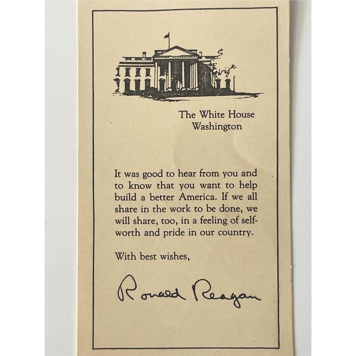 Ronald Reagan signed note | EstateSales.org