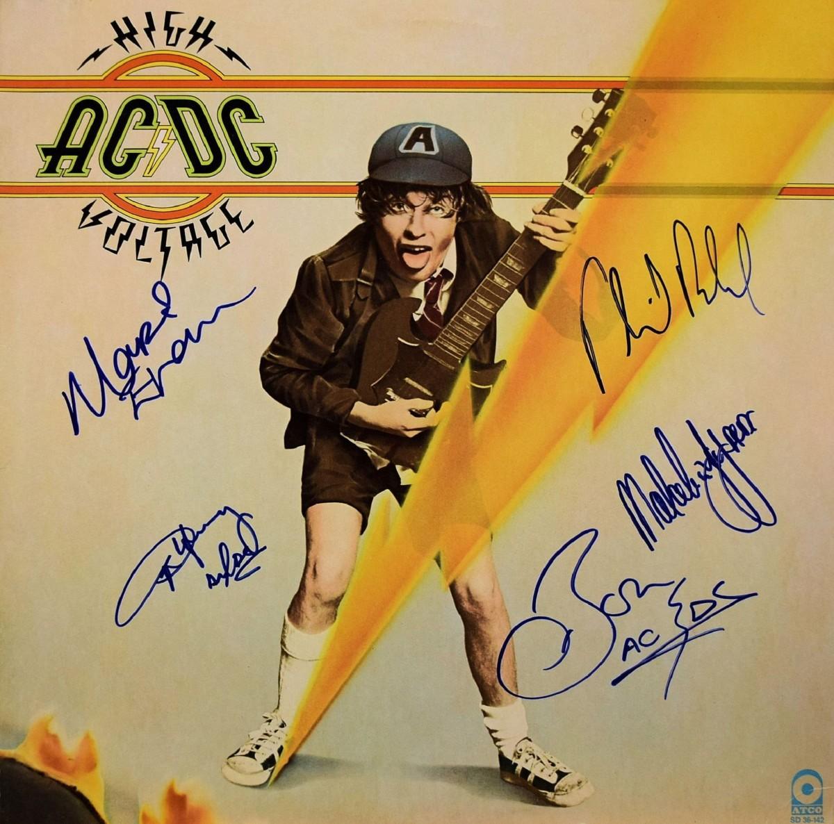AC/DC signed High Voltage album. GFA Authenticated | EstateSales.org