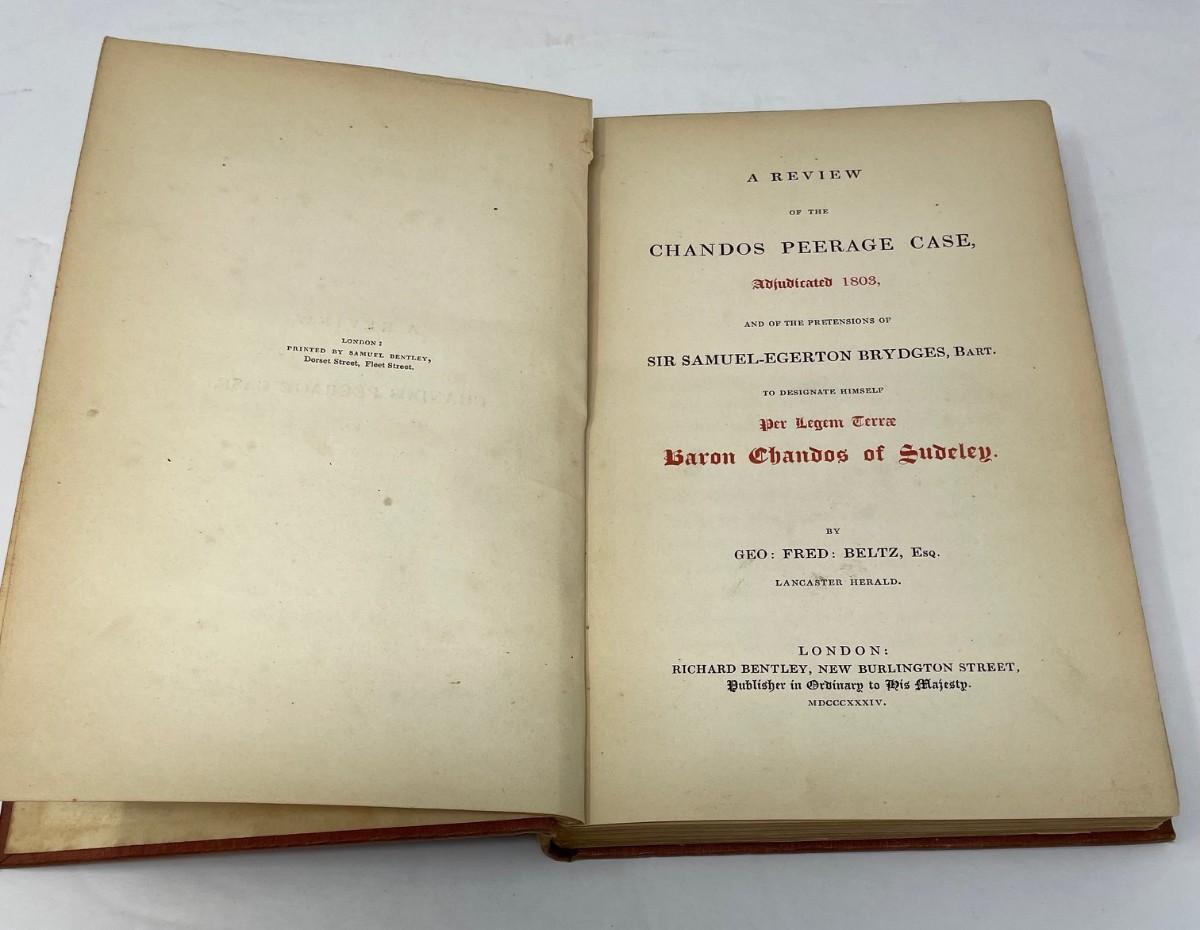 Samuel Egerton Brydges: A Review of the Chandos Peerage Case. 1834 ...