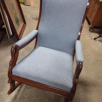 Vintage Wood Framed Swan Neck Rocking Chair with Traditional Shell ...