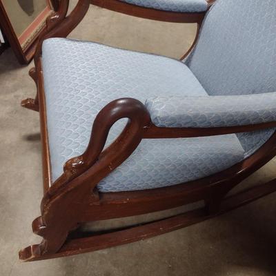 Vintage Wood Framed Swan Neck Rocking Chair with Traditional Shell ...