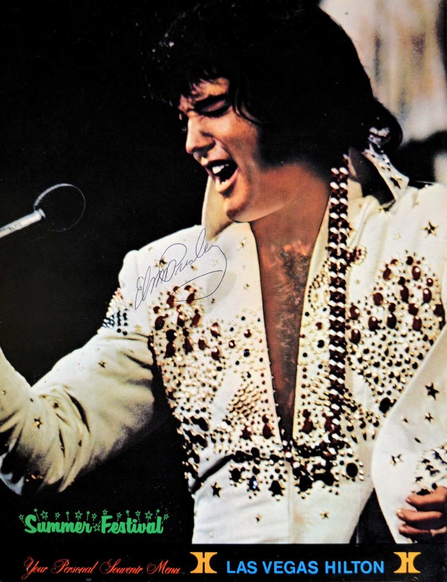 Elvis Presley signed promo photo menu | EstateSales.org