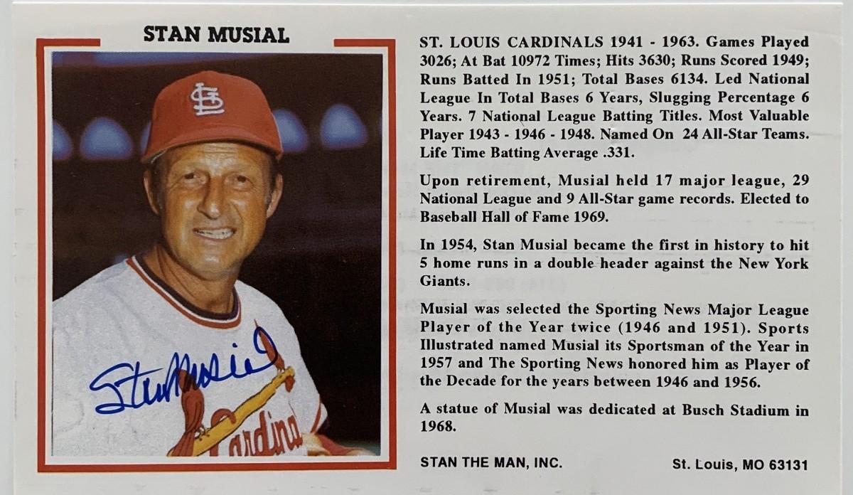 Stan Musial signed stat card | EstateSales.org