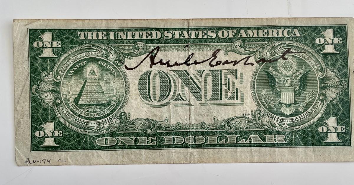 Amelia Earhart signed dollar bill | EstateSales.org