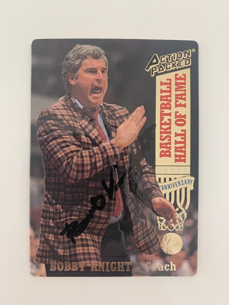 Bobby Knight signed basketball card | EstateSales.org