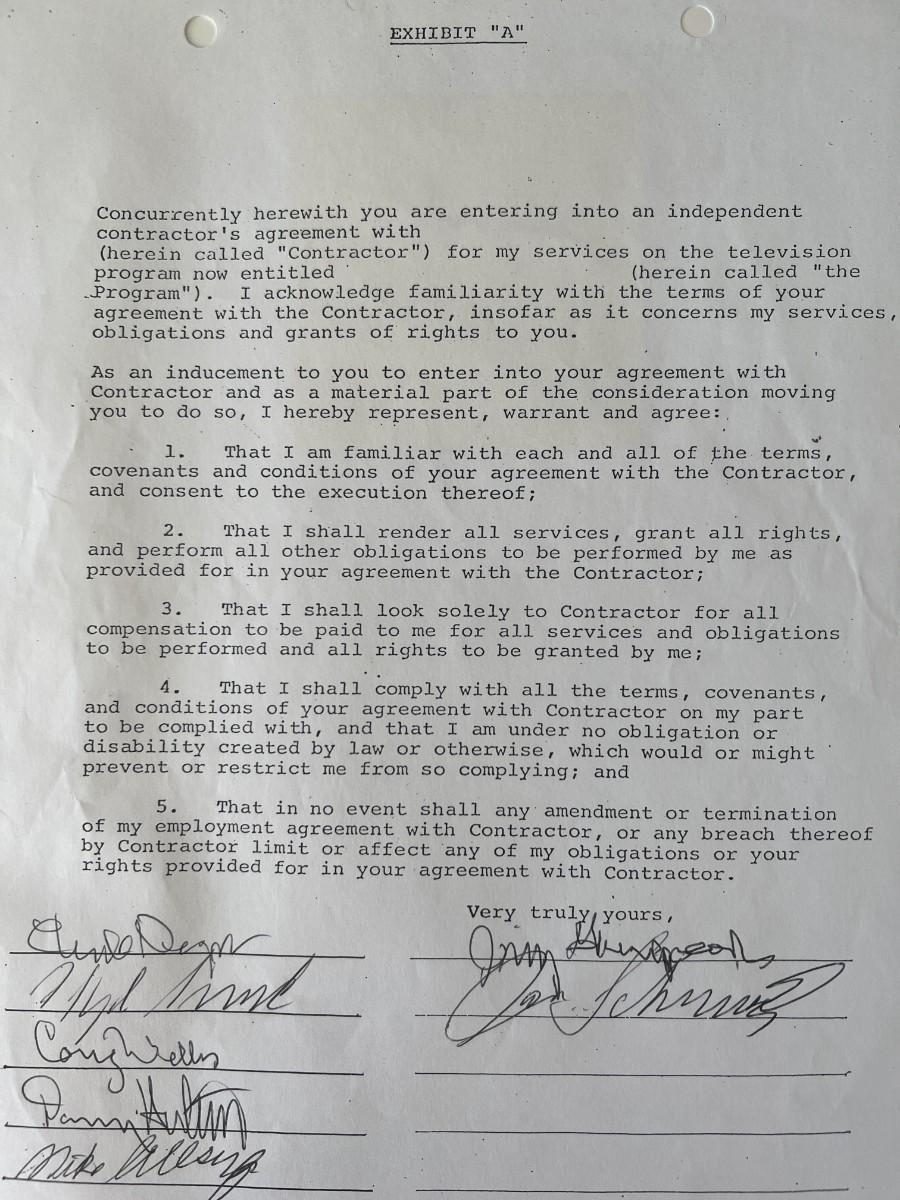 Three Dog Night signed contract | EstateSales.org