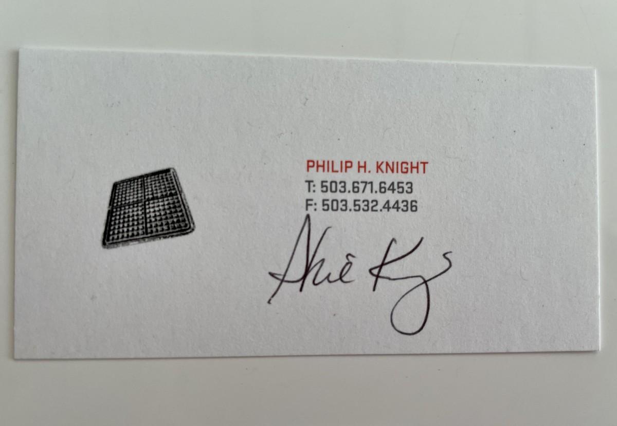 Nike Founder Phil Knight signed business card | EstateSales.org
