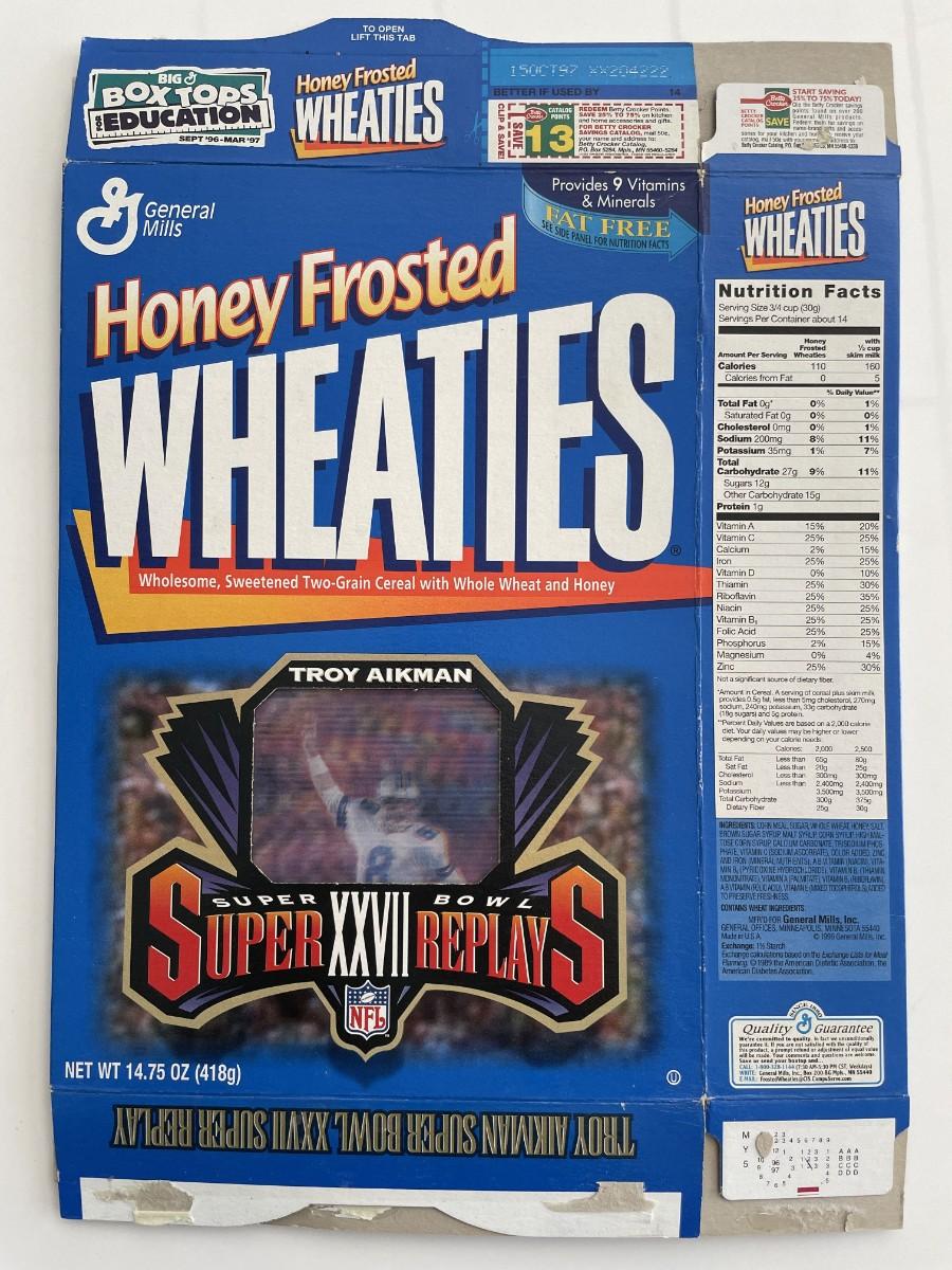 Troy Aikman Honey Frosted Wheaties Box Super Bowl Replays XXVII ...