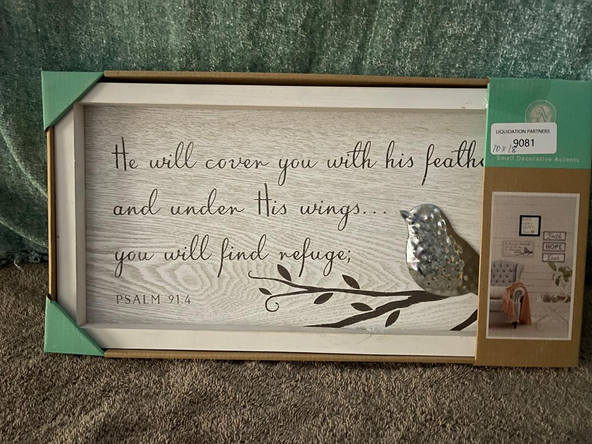 10" X 18" Decorative Artwork - Psalm 91:4 | EstateSales.org
