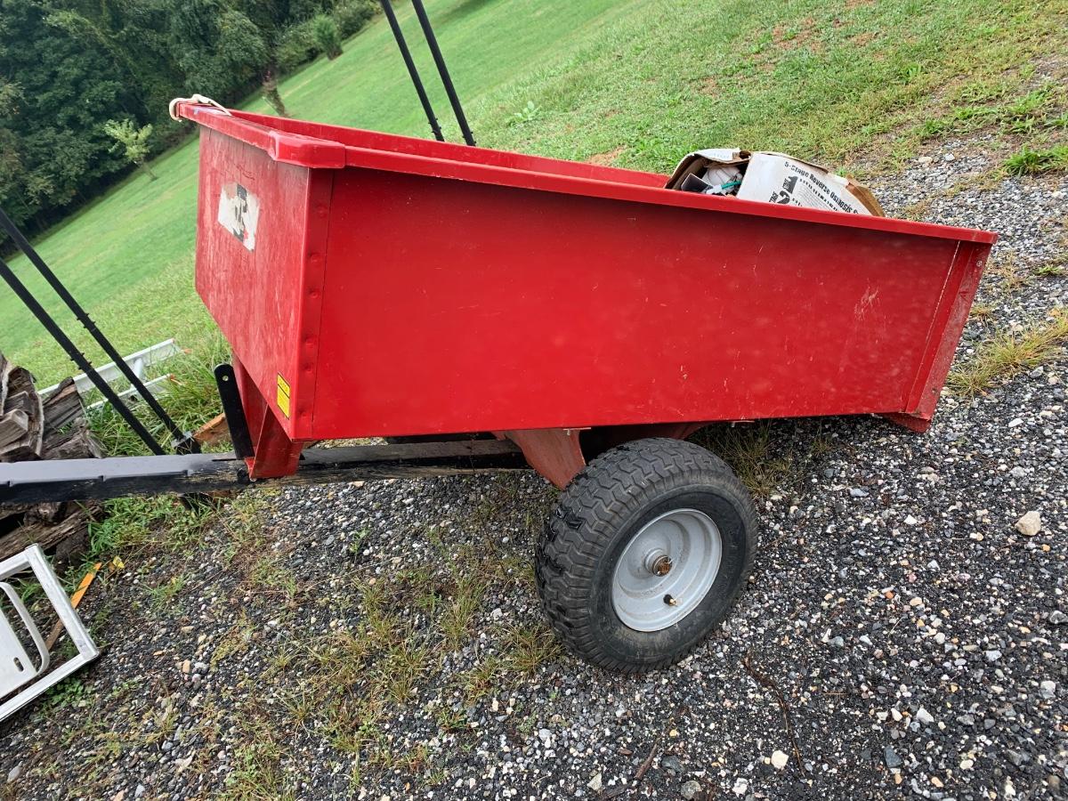 Large Red Utility Trailer Yard Tractor Cart | EstateSales.org