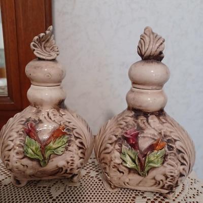 CAPODIMONTE ITALIAN RAISED EMBOSSED DETAil ROSES vanity set ...