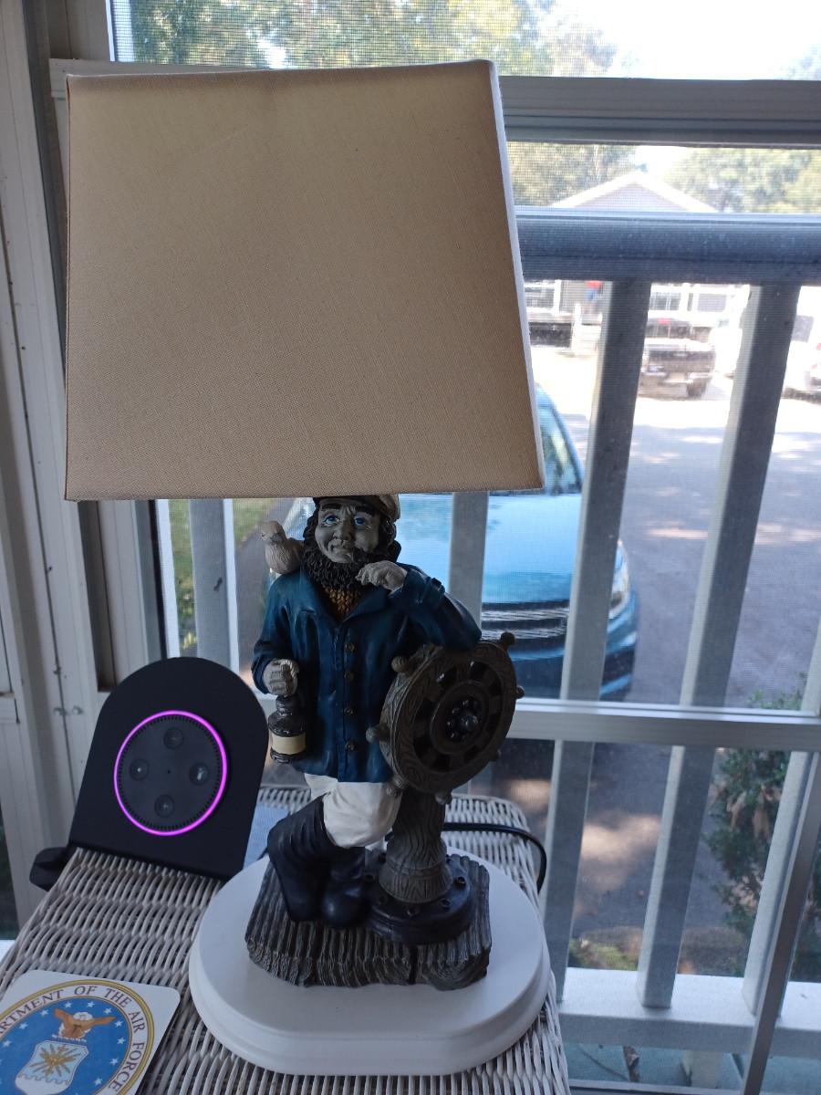 Vintage Fisherman Table Lamp Nautical Sea Captain Lamp Blue Jacket 18 ...