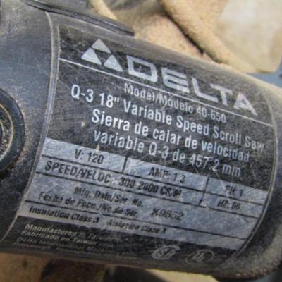 Delta 18" Variable Speed Scroll Saw with Attached Stand | EstateSales.org