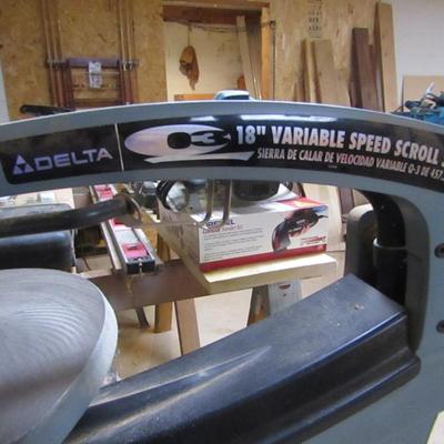Delta 18" Variable Speed Scroll Saw with Attached Stand | EstateSales.org