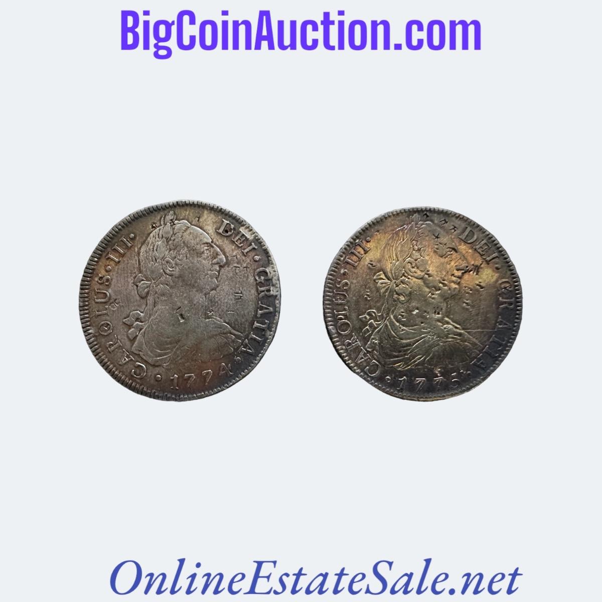 1774 LIMA MINT & 1775 MEXICO MINT 8 REALE COINS | EstateSales.org