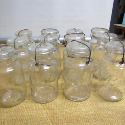 One Dozen Antique Quart Size Bale Top Jars- Assorted Makers (Choice C ...