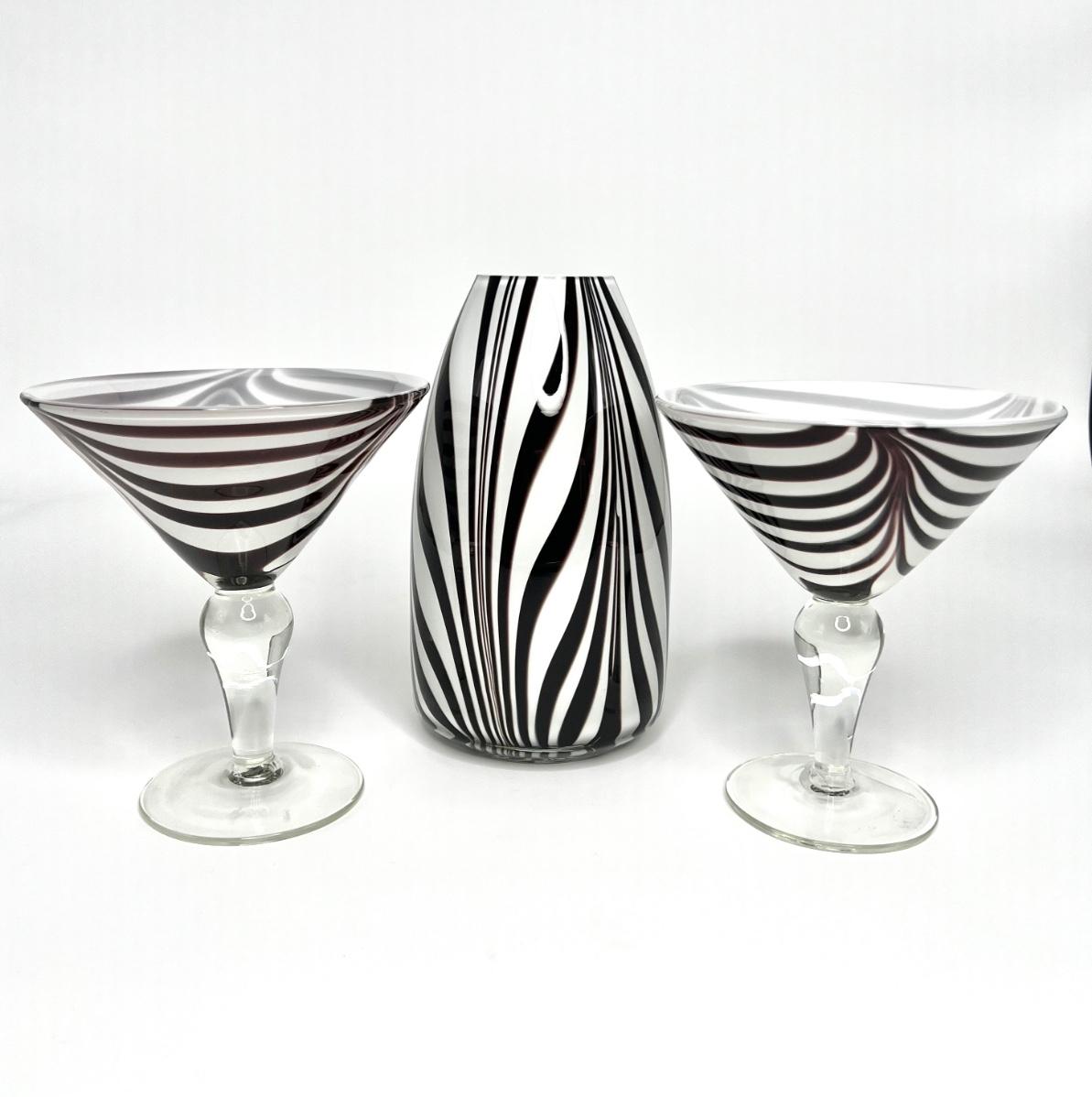 Vintage Zebra Glass Martini Set | EstateSales.org