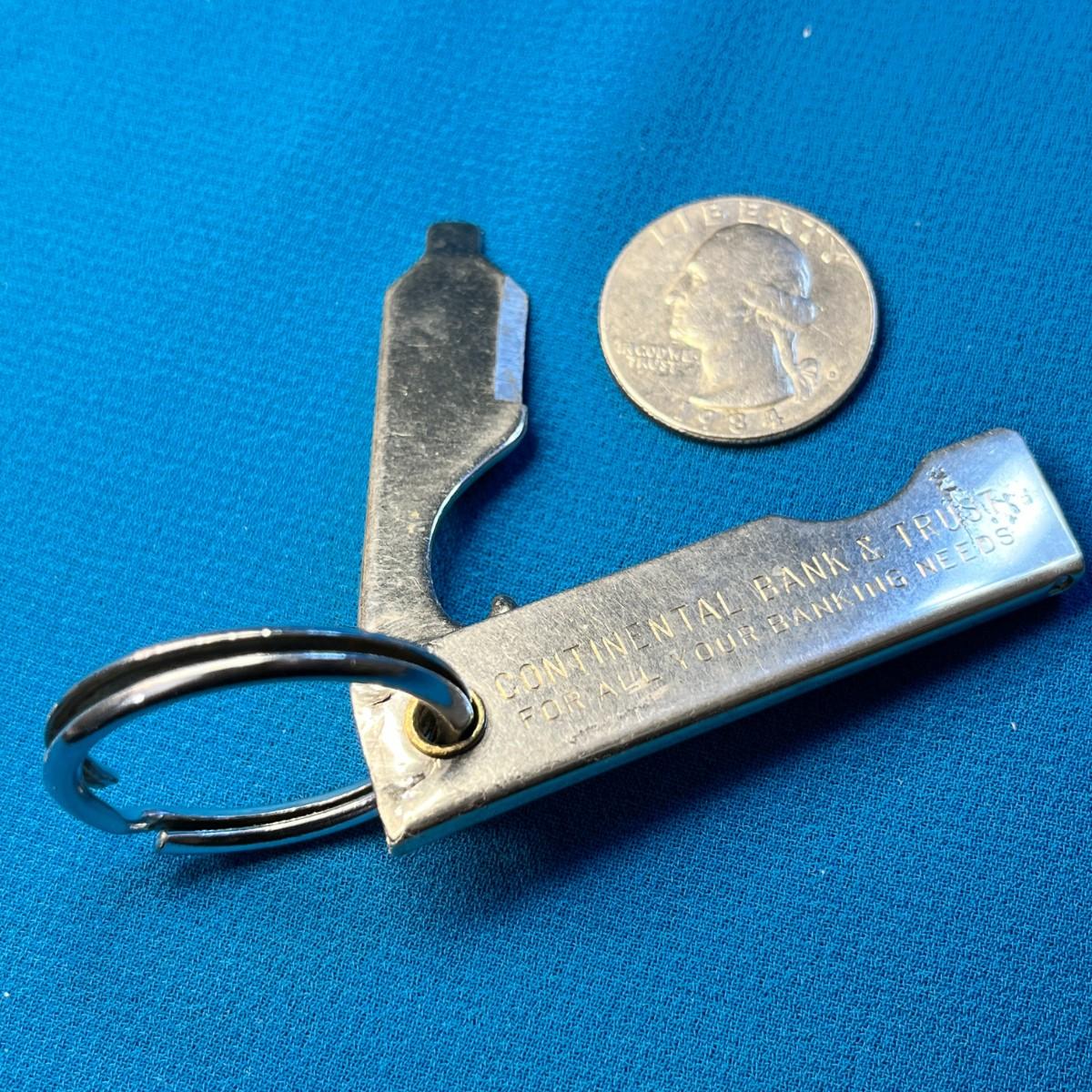 CONTINENTAL BANK KEY CHAIN MULTI-TOOL: SCREWDRIVER, KNIFE, BOTTLE ...