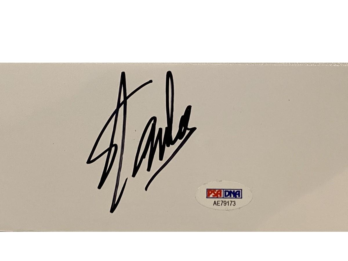 Comic legend Stan Lee original signature and cartoon photo. PSA / DNA ...