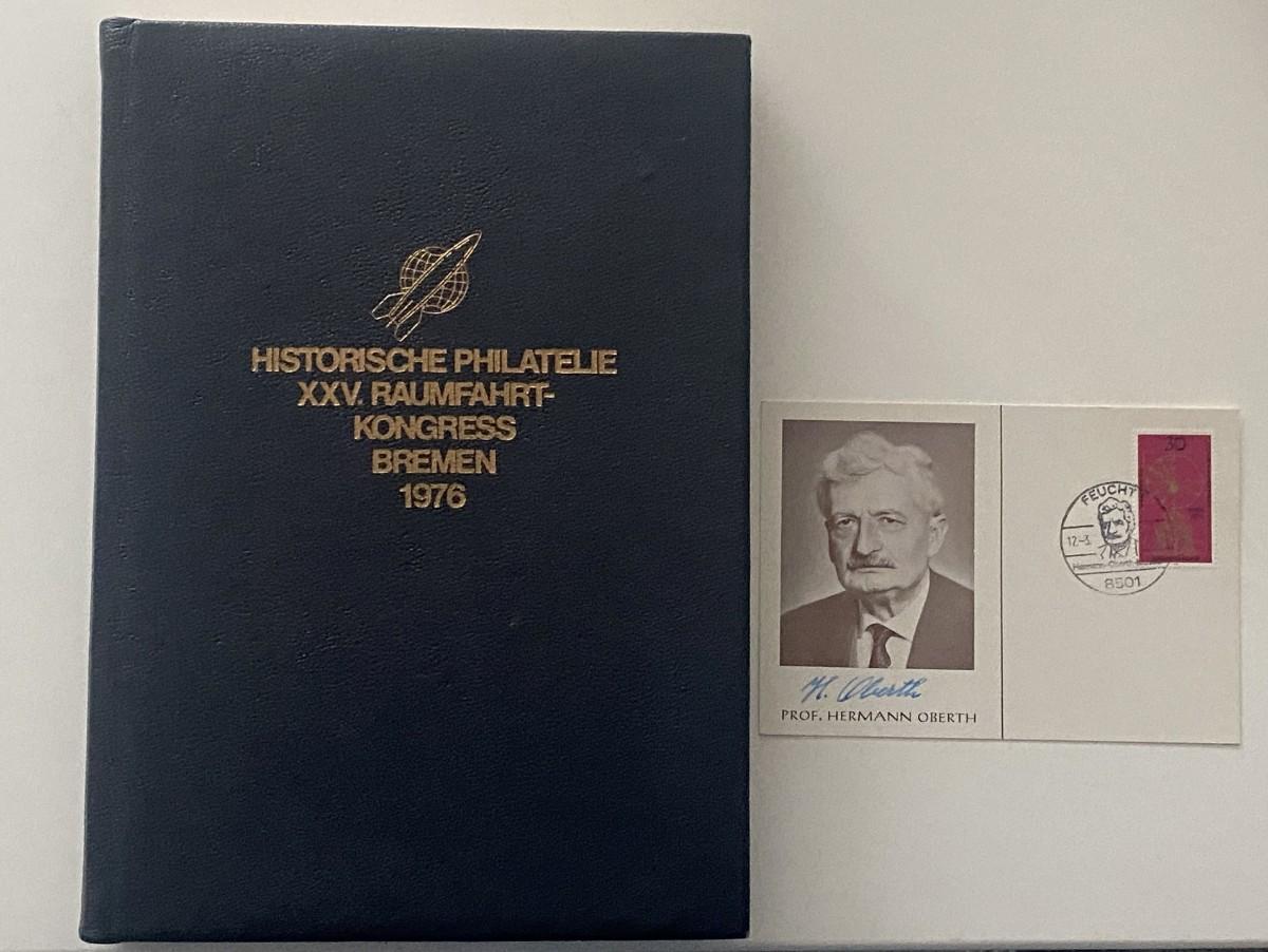 Professor Hermann Oberth signed postcard with 1976 book | EstateSales.org