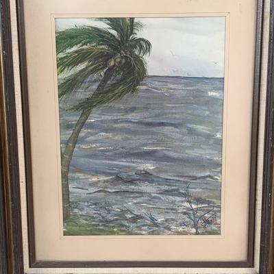 LOT 98R: "Coastal Palm Tree" Signed J.W,Henry Painting | EstateSales.org