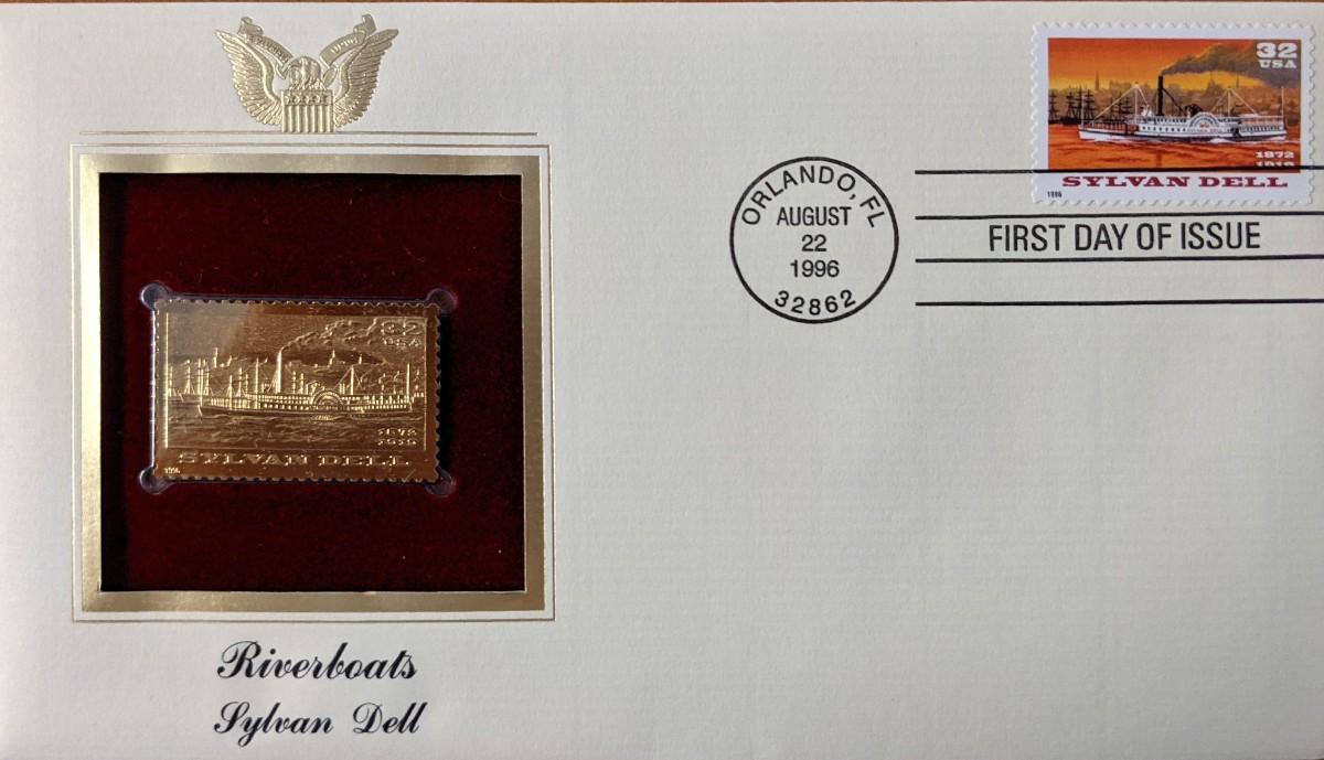 Riverboats Sylvan Dell Gold Stamp Replica First Day Cover | EstateSales.org
