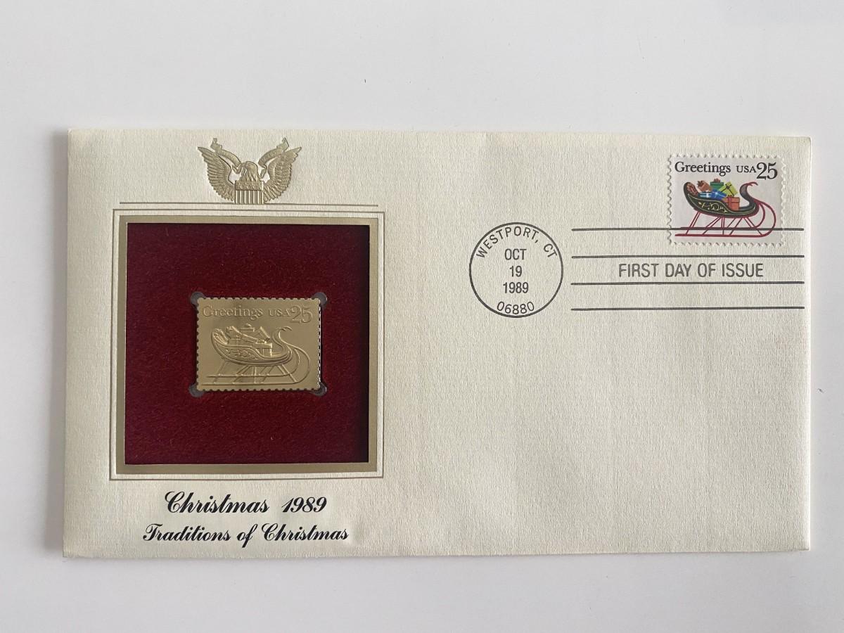 Christmas 1989 Traditions of Christmas Gold Stamp Replica First Day ...