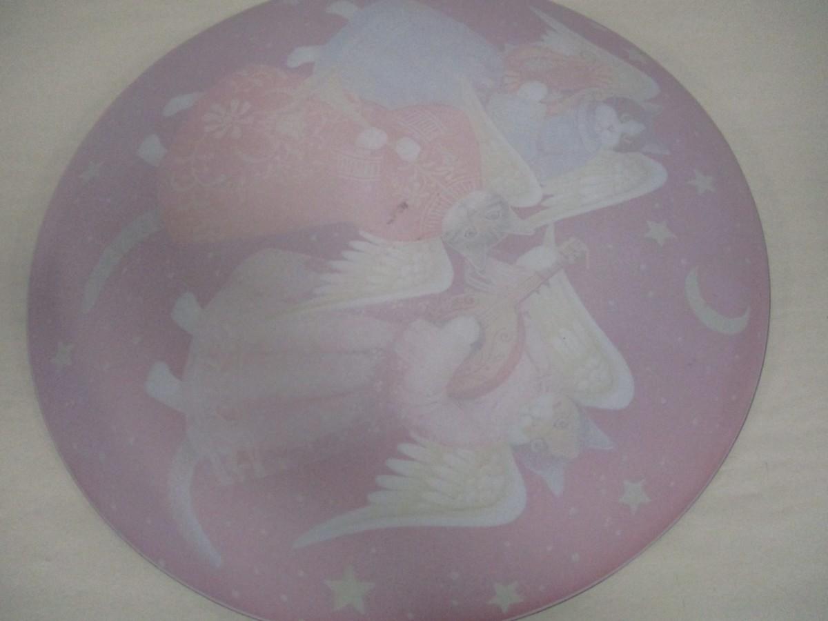 Vintage Silhouette Servers Pilgrim Glass Plate Angelic Cats
