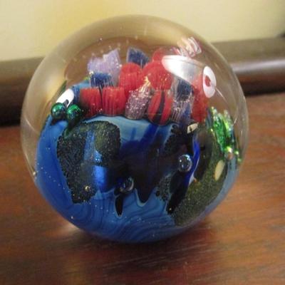 Colorful Art Glass Paperweight- Signed by Artist - E | EstateSales.org