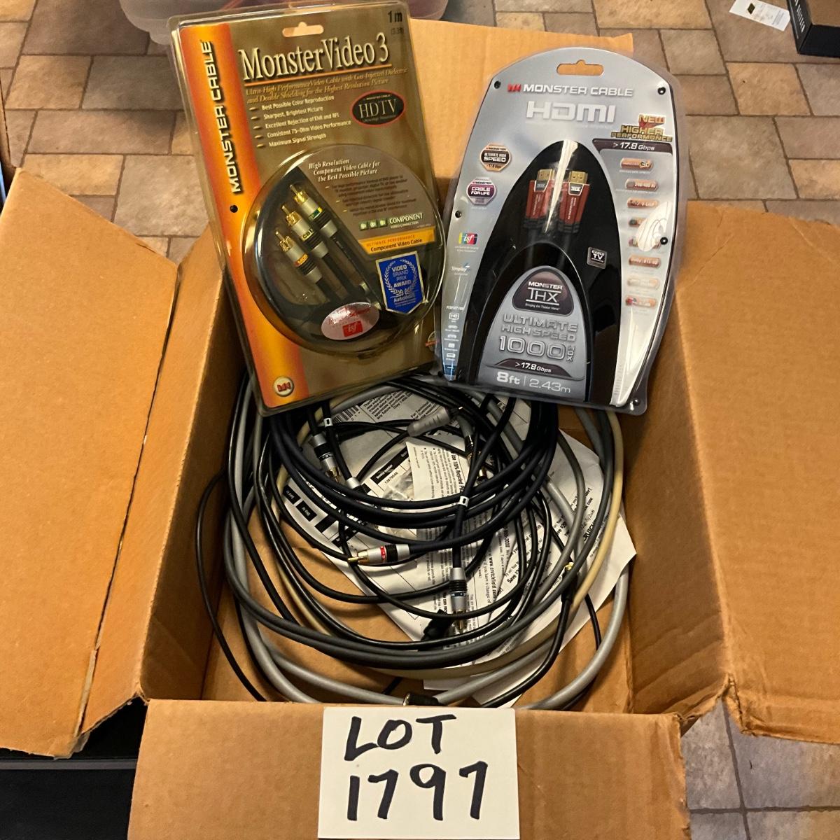 US1797 Large box of Monster Video 3 Cables and HDMI Cables ...