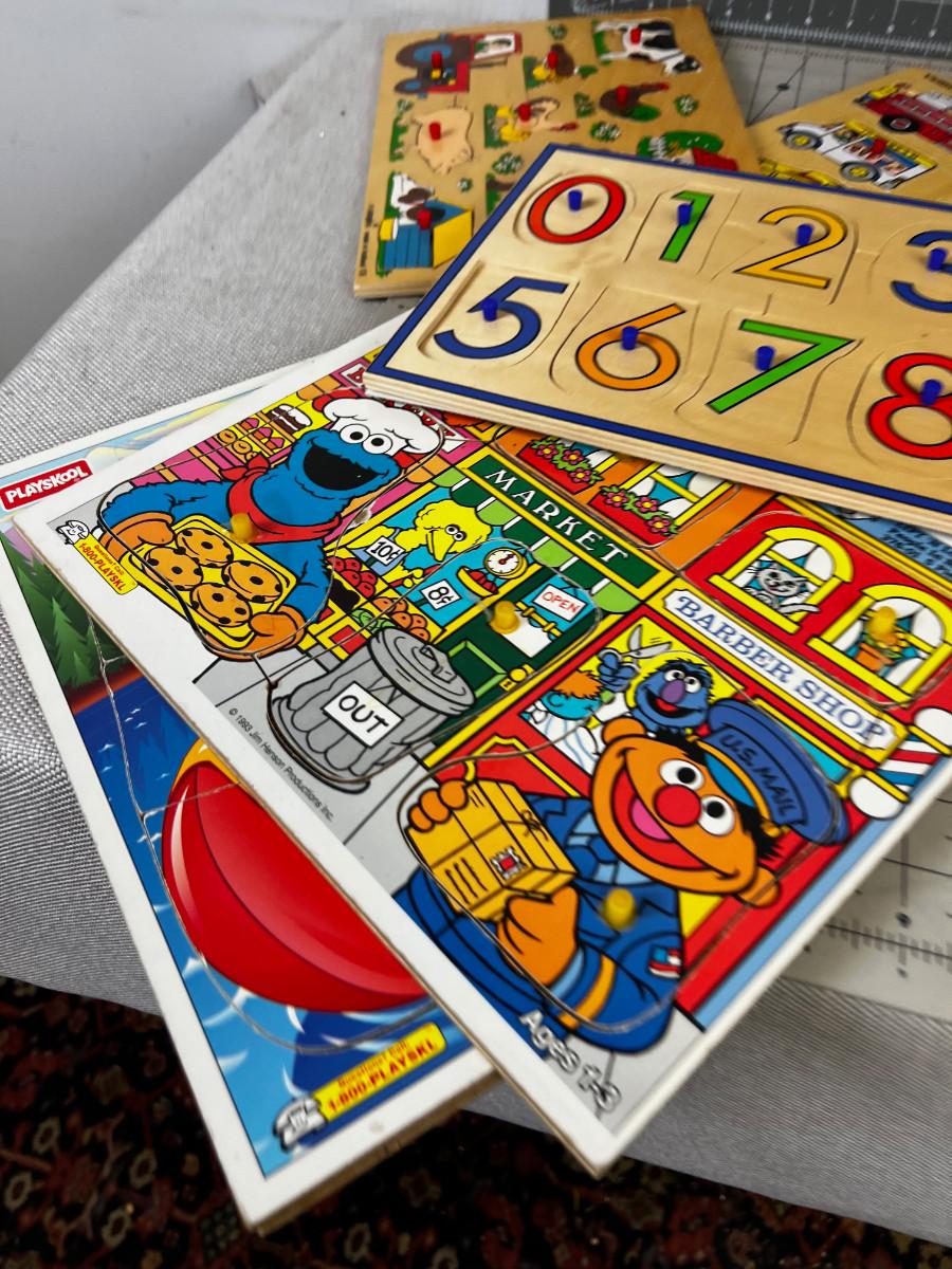 Vintage Tray Puzzles Sesame Street Play Skol Hey Hey Diddle Diddle Etc Lots