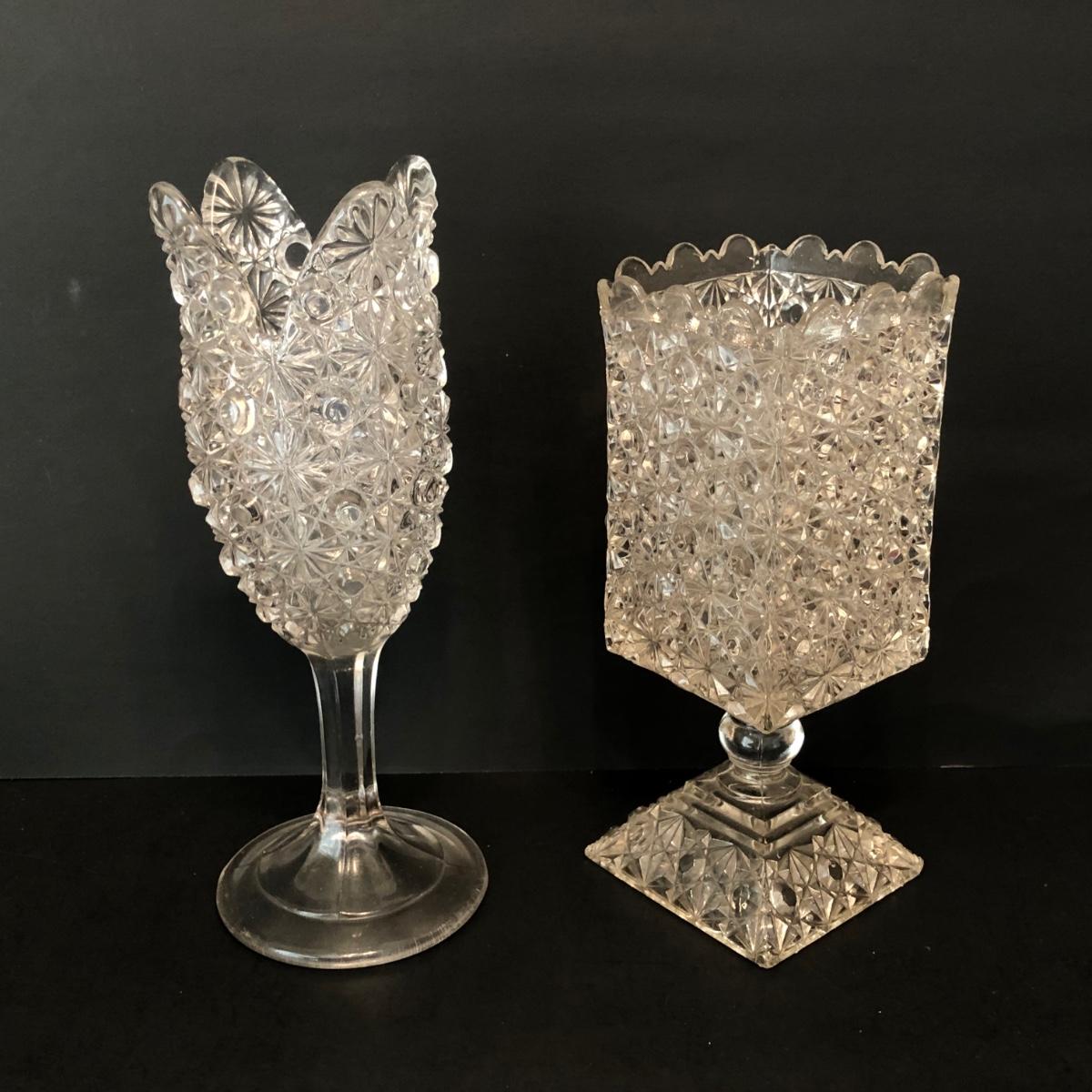 LOT 257M: Daisy & Button Crystal Collection - Condiment Cruet, Spooner, Tulip Shaped Vase & More ...